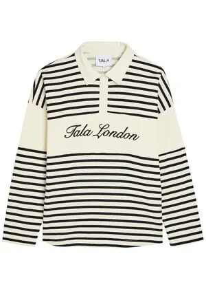 TALA Rugby Striped Cotton-blend Polo Jumper - Ivory