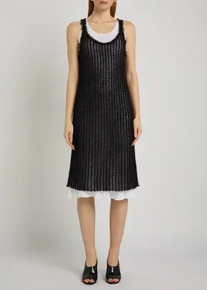 TOTEME Layered Mohair-blend Midi Dress - Black