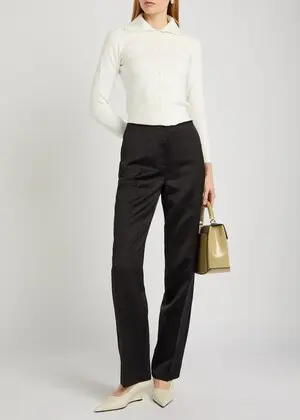 TOTEME Raw-edged Straight-leg Satin Trousers