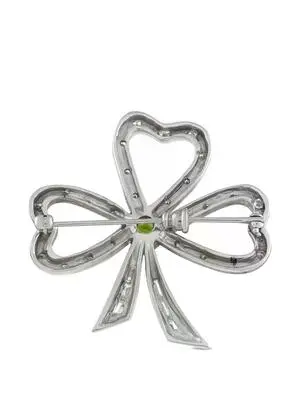LB EXCLUSIVE 18k White Gold Diamond And Demantoid Clover Brooch