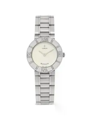CORUM Romvlvs Diamond Bezel Stainless Steel Quartz Watch - Silver