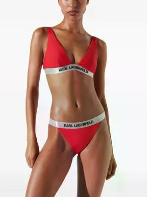 Karl Lagerfeld Logo Underband Triangle Bikini Top - Red