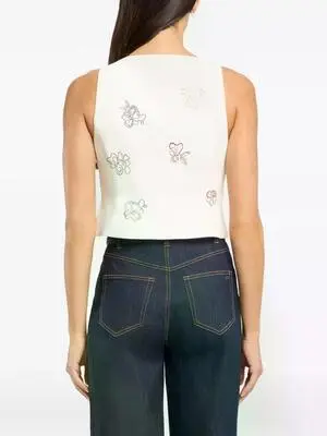 Cinq À Sept Rowena Embellished Cropped Sleeveless Top