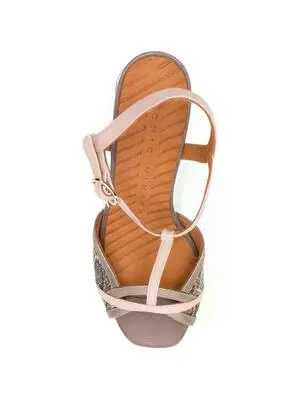 Chie Mihara Snake-effect Leather Sandals - Neutrals