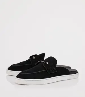 CHRISTIAN LOUBOUTIN Chanme Donna Flat Leather Mules - Black