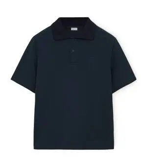 Loewe Cotton-blend Anagram Polo Shirt - Navy