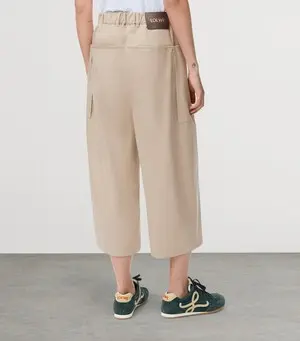 Loewe Cotton-silk Cropped Wide-leg Trousers
