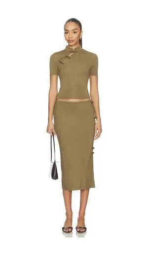 SAU LEE Timo Jersey Top - Olive