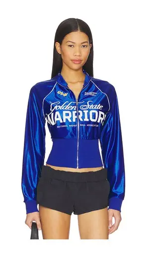 OFF SEASON Golden State Warriors Cropped Track Jacket - Blue