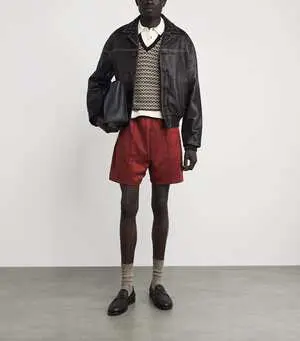 WALES BONNER Topstitched Leather Jacket