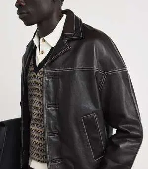 WALES BONNER Topstitched Leather Jacket