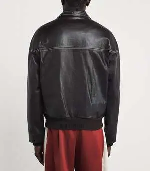 WALES BONNER Topstitched Leather Jacket