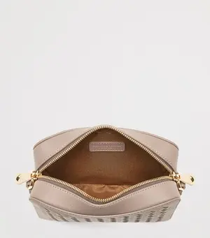 ASPINAL OF LONDON Leather Camera Cross-body Bag With Woven Detail