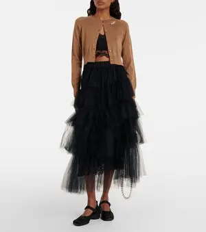 Simone Rocha Embellished Cropped Wool And Silk Cardigan