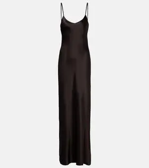 NILI LOTAN Cami Silk Charmeuse Slip Dress - Brown