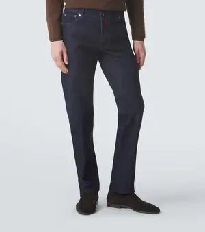 Kiton Slim Jeans In Indigo Cotton