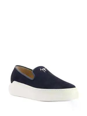 GIUSEPPE ZANOTTI Conley Signature Velour Loafers - Blue