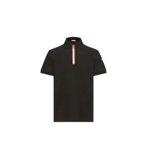 Moncler Tricolour-trimmed Cotton Polo Shirt - Black