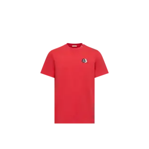 Moncler Embroidered Tricolor Logo Cotton T-shirt - Red