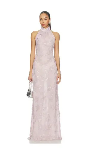 SAU LEE Grace Halterneck Maxi Dress