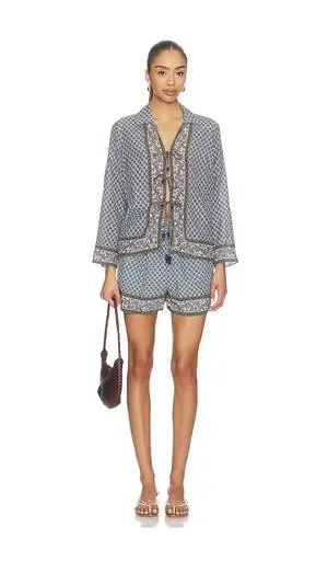 Veronica Beard Eva Printed V-neck Top