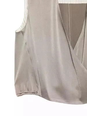 ALYSI Sleeveless Satin Wrap Top - Neutrals