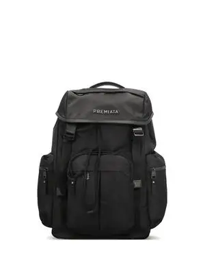 Premiata Logo Plaque Buckled Backpack - Black