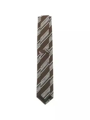 LARDINI Striped Tie - Brown
