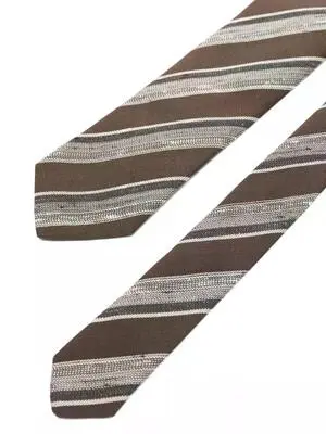 LARDINI Striped Tie - Brown