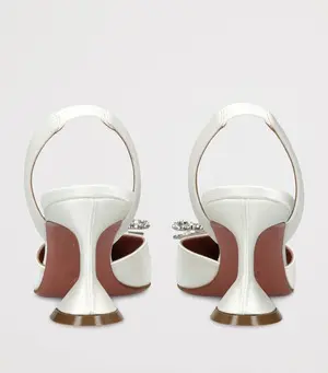 Amina Muaddi Rosie Slingback Pumps With Embellished Bow Detailing