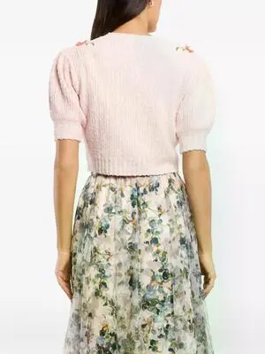 Cinq À Sept Millicent Cropped Cardigan With Floral Appliqu