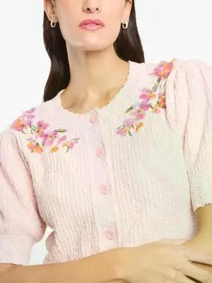 Cinq À Sept Millicent Cropped Cardigan With Floral Appliqu