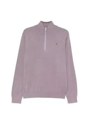 Paul Smith Half-zip Zebra Logo Sweater - Purple