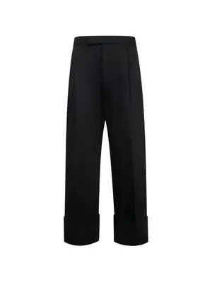 Thom Browne Double Pleat Trousers With Cuffed Hem