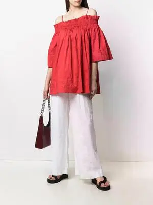 UMA WANG Off-shoulder Linen Blend Blouse