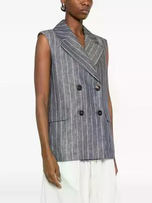 Max Mara Striped Button Vest - Blue