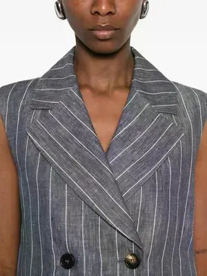 Max Mara Striped Button Vest - Blue