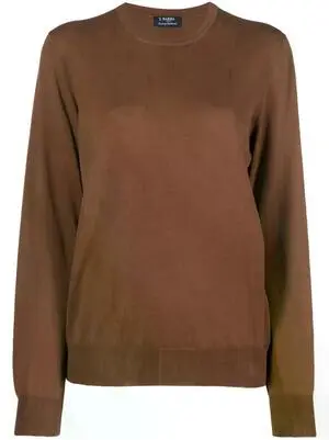 BARBA NAPOLI Crew Neck Cotton Jumper - Brown