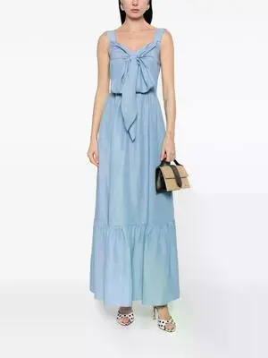 Liu Jo Bow-detail Ruffled Maxi Dress - Blue