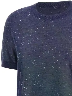 KANGRA Sequin Embellished Crew Neck Sweater - Blue