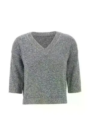 KANGRA Micro-sequin V-neck Sweater - Grey