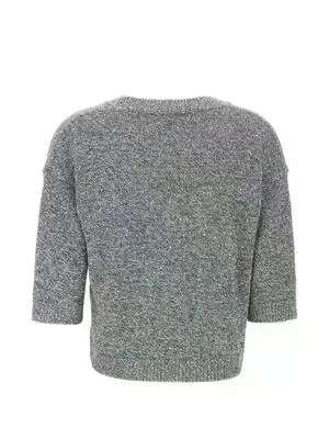 KANGRA Micro-sequin V-neck Sweater - Grey