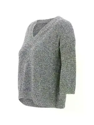 KANGRA Micro-sequin V-neck Sweater - Grey