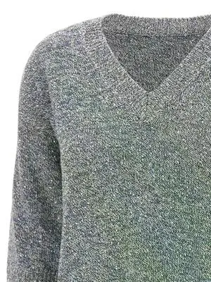 KANGRA Micro-sequin V-neck Sweater - Grey