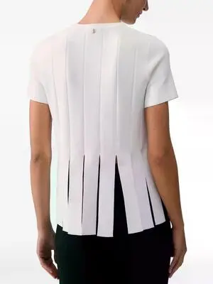 Liu Jo Fringing Round Neck Short Sleeve Sweater - White