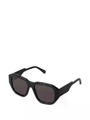 FACE.HIDE Gold-tone Detail Oversized Frame Sunglasses - Black