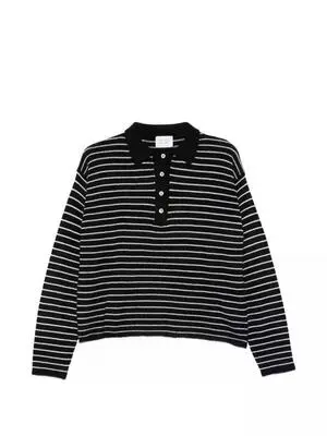 BEYOU Striped Polo Shirt With Pointed Collar