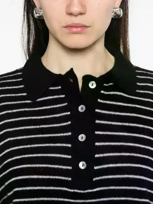BEYOU Striped Polo Shirt With Pointed Collar