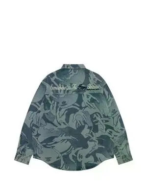 AAPE BY *A BATHING APE Aapeunvs Buttoned Print Shirt Blue