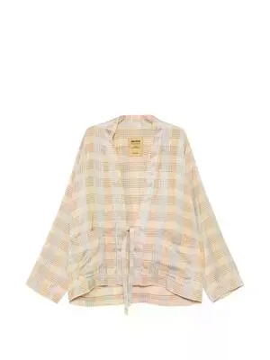 UMA WANG Plaid Jacket With Tie Detail - Neutrals